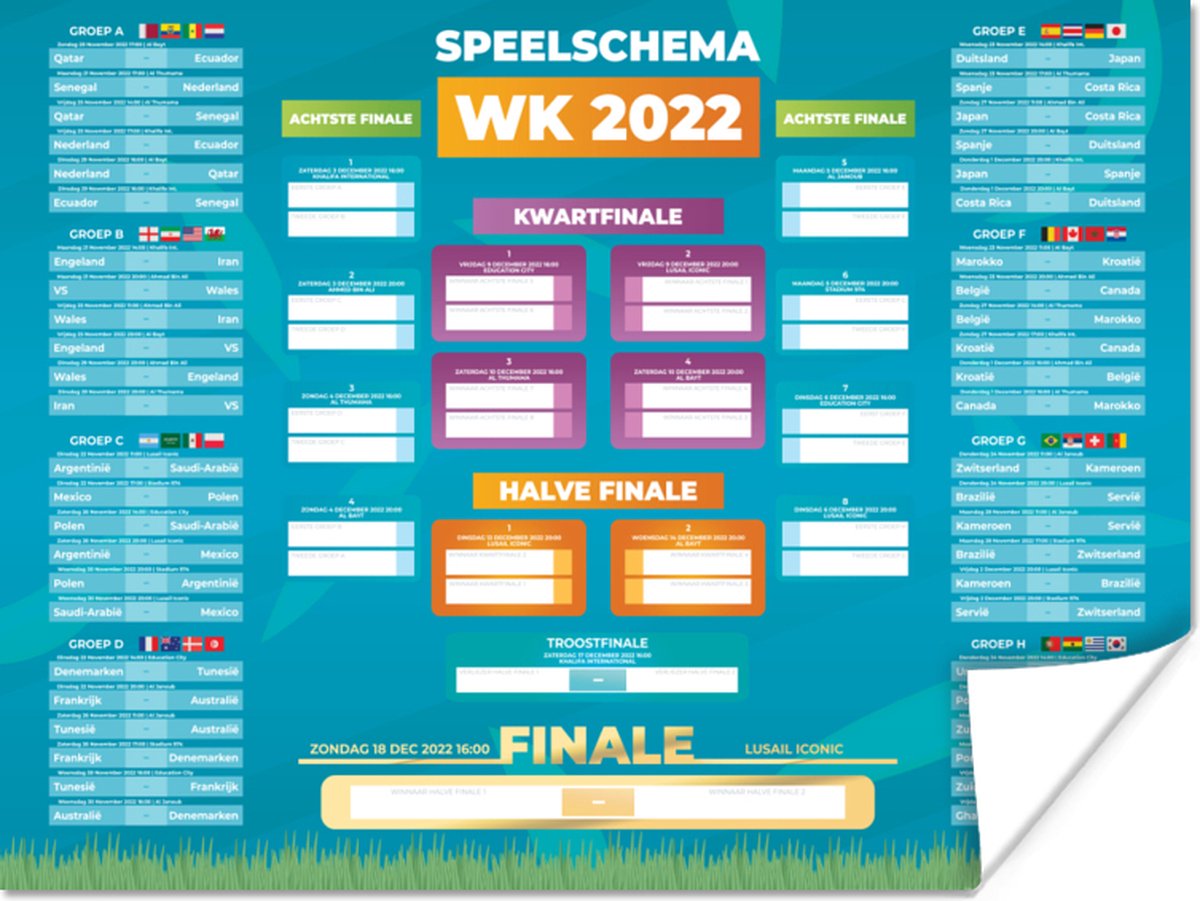 Poster WK Poster 2022 - Speelschema - Nederlands Elftal - Voetbal - 40x30 cm | bol.com