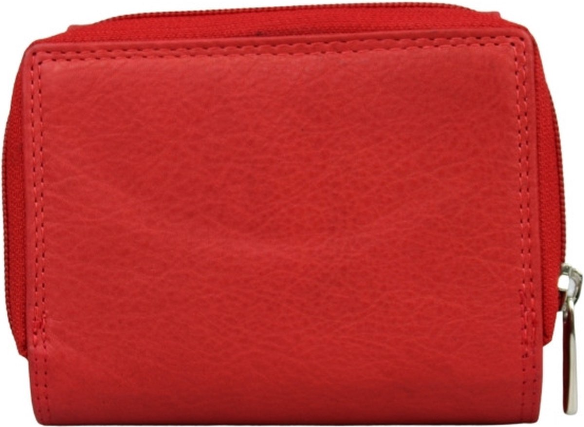 Leren Dames Portemonnee Rood - Compact met Rits - Portemonnee veel ...