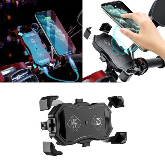 Universele Telefoonhouder Motor met Draadloos Opladen 15W Zwart | bol