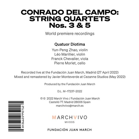 Quatuor Diotima - Conrado Del Campo: String Quartets Nos. 3 & 5 (CD), Quatuor Diotima... | bol