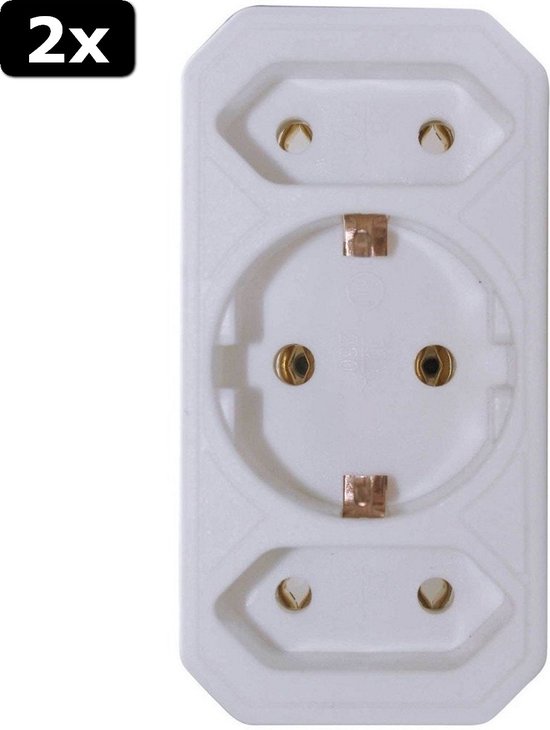 2x VB 41198 Verloopstekker 2x Euro + 1x RA Wit | bol.com