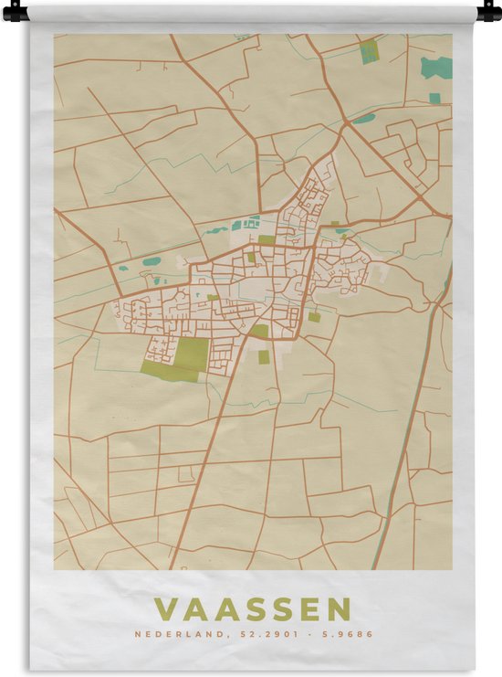 Wandkleed - Wanddoek - Plattegrond - Vintage - Kaart - Vaassen ...
