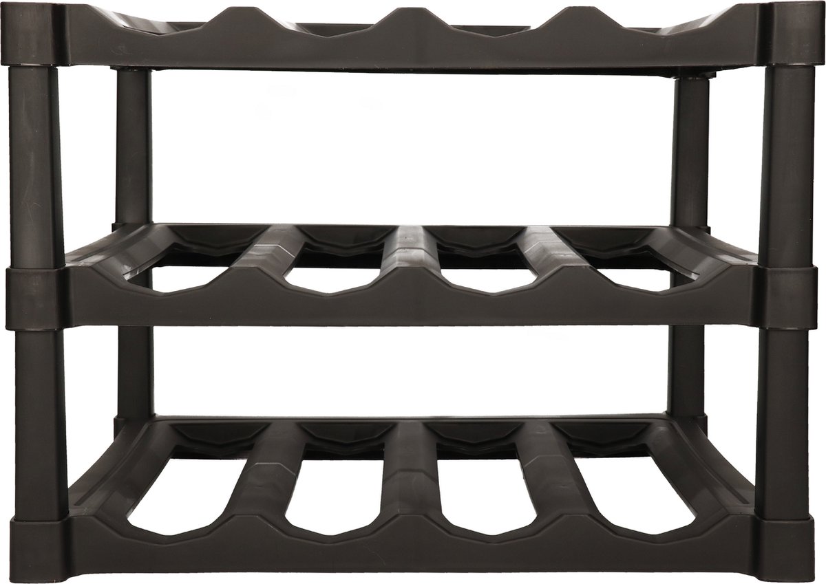 Excellent Houseware Wijnrek / flessenrek - Zwart - Kunststof - 39 x 30 ...