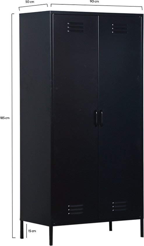 MaximaVida metalen kleding lockerkast Finn 90 x 50 x 185 cm zwart - 8 ...
