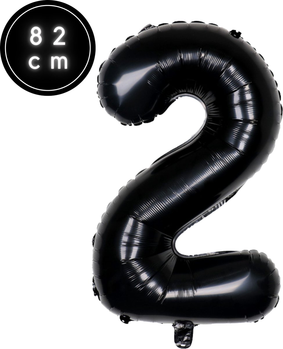 Fienosa Cijfer Ballonnen nummer 2 - Zwart - 82 cm - 12 - 20 - 22 - 32 ...