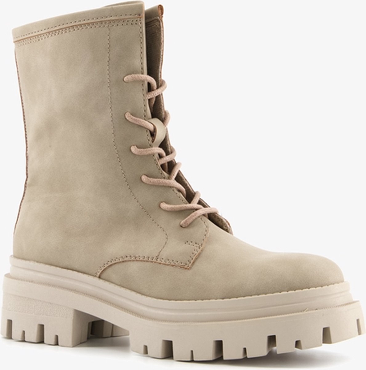Blue Box dames veterboots - Beige - Maat 40 | bol.com