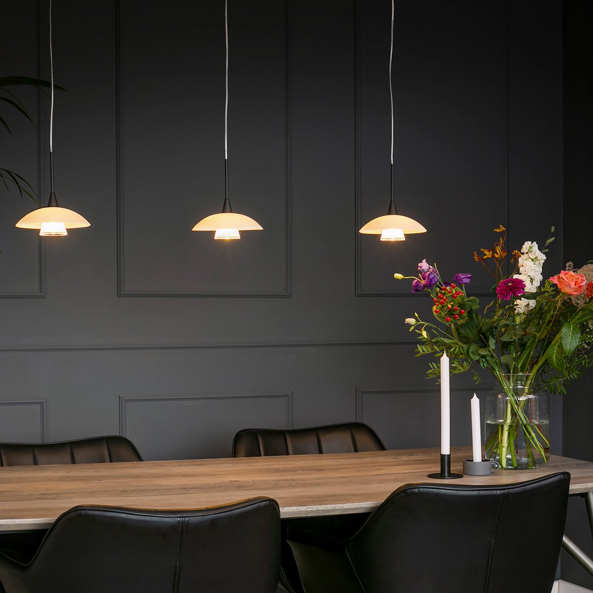 Barlamp LED Tallerken | 1 lichts | zwart | glas / metaal | ⌀ 18 cm ...
