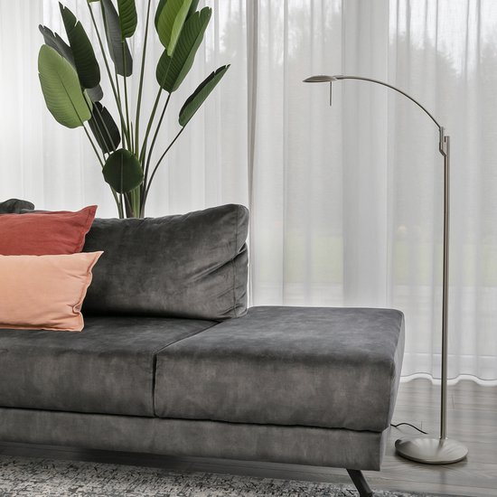 Klassieke LED leeslamp-vloerlamp dimbaar | 1 lichts | grijs / staal ...