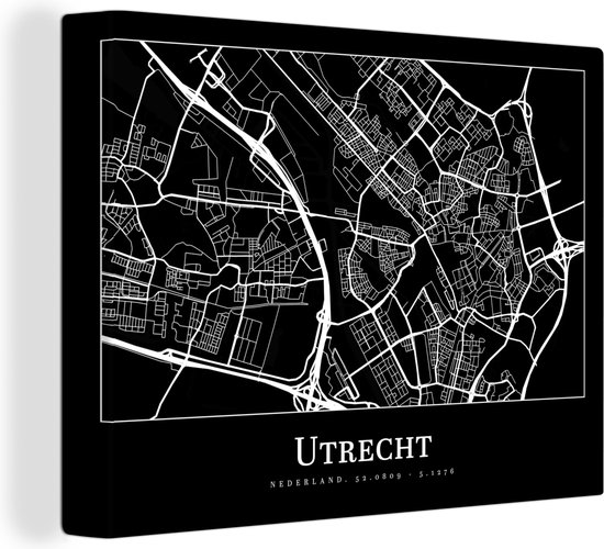 Plan d'étage de peinture sur toile - Plan de la ville - Utrecht - Carte - 120x90 cm -... | bol.com