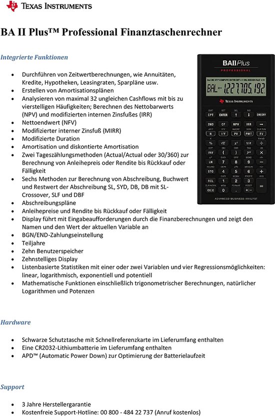 Texas Instruments TI BA II Plus Professional | bol