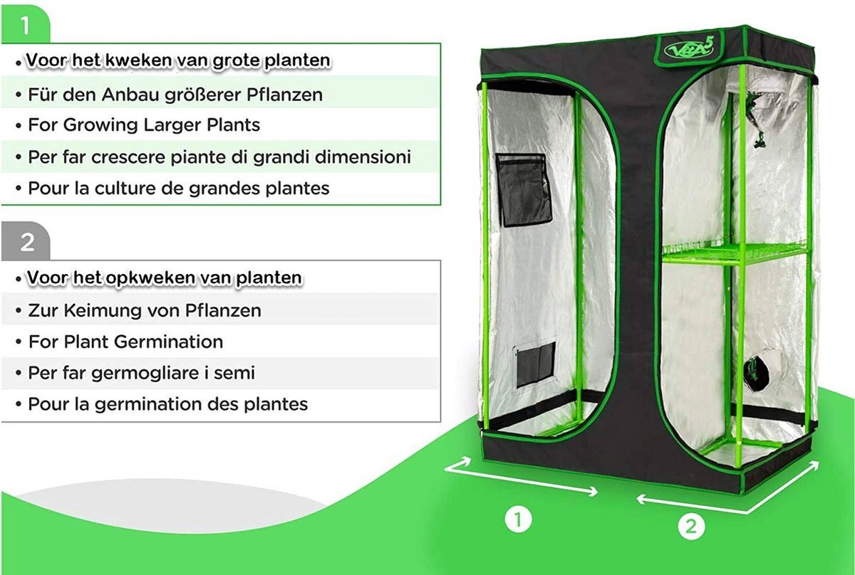 VITA5 Kweektent 2-in-1 Kweekkast | Growbox voor kweken van planten ...