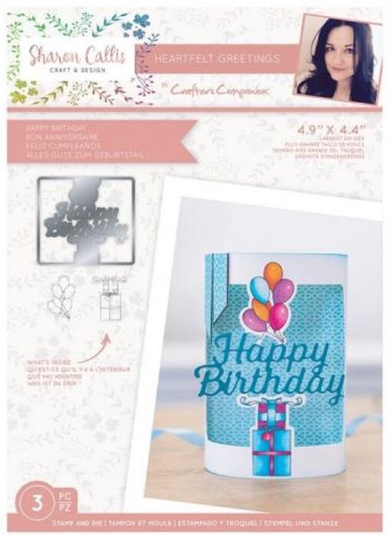 Sharon Callis Crafts - Clearstamp&snijmal set - Happy Birthday | bol.com