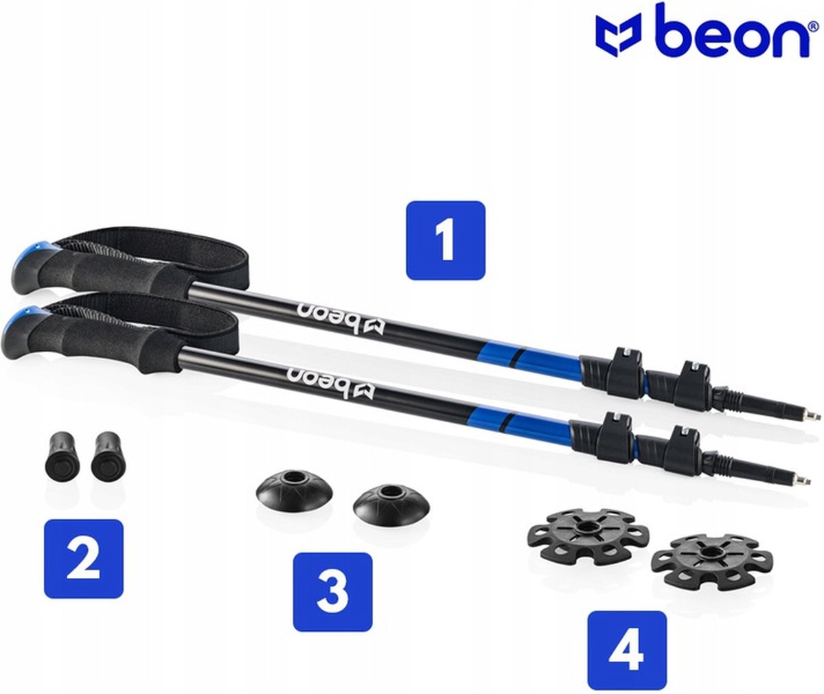 Trekkingstokken - Blauw - 61 tot 135 cm - Verstelbaar - 4 Seizoenen ...