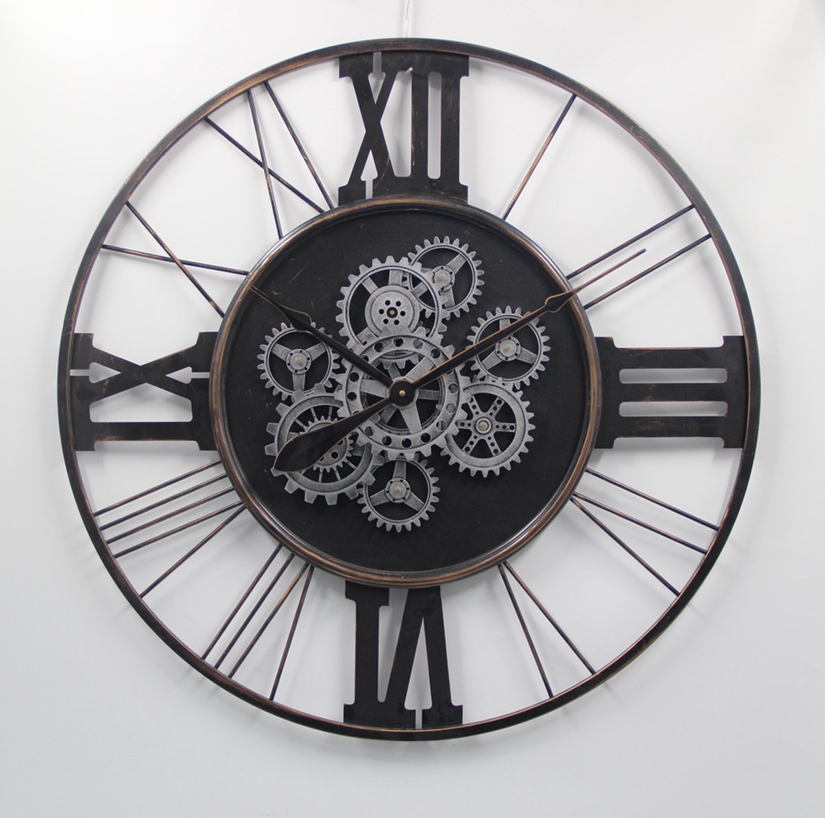 Grote wandklok Lieke - Wandklok Industrieel - Zwart 76 cm | bol.com