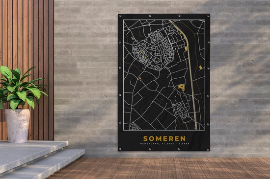 Muurdecoratie Plattegrond - Someren - Kaart - Stadskaart - 120x180 cm ...