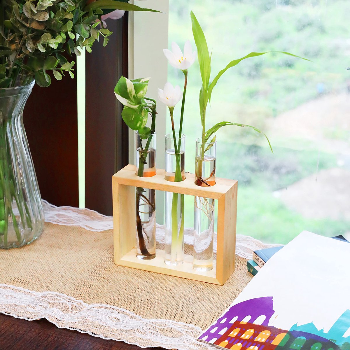 Belle Vous Muur Hang Glazen Testbuis Planten Vaas – 4 Bloemen Buisjes ...