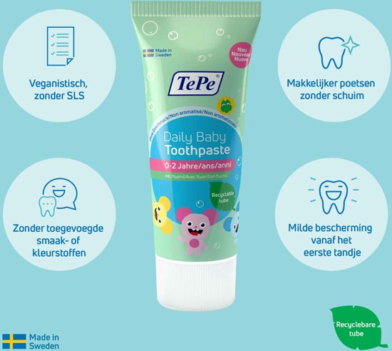 3x TePe Daily Baby Tandpasta 50 ml | bol