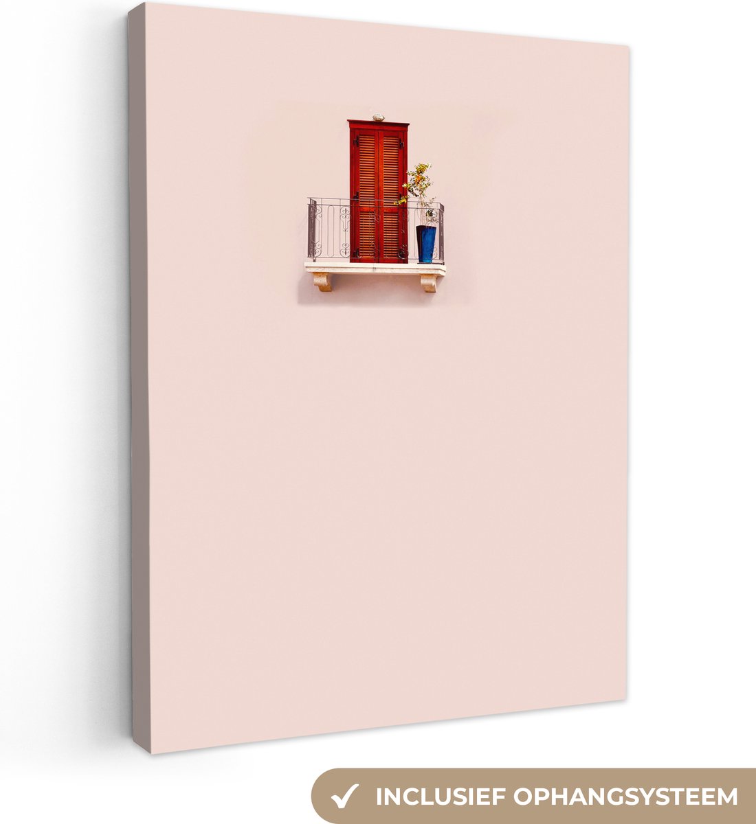 Canvas Schilderij Deur - Rood - Pastel - Architectuur - 90x120 cm ...