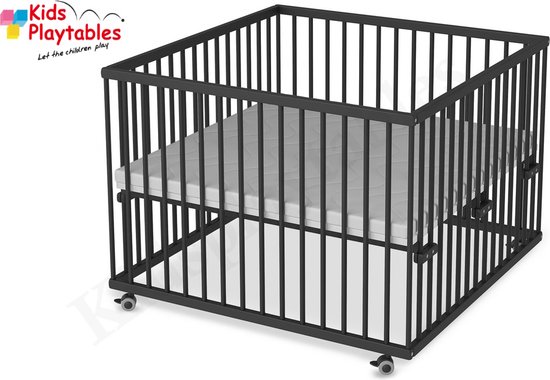 SÄMANN® Baby Box Premium 100x100 Zwart met matras en in hoogte ...