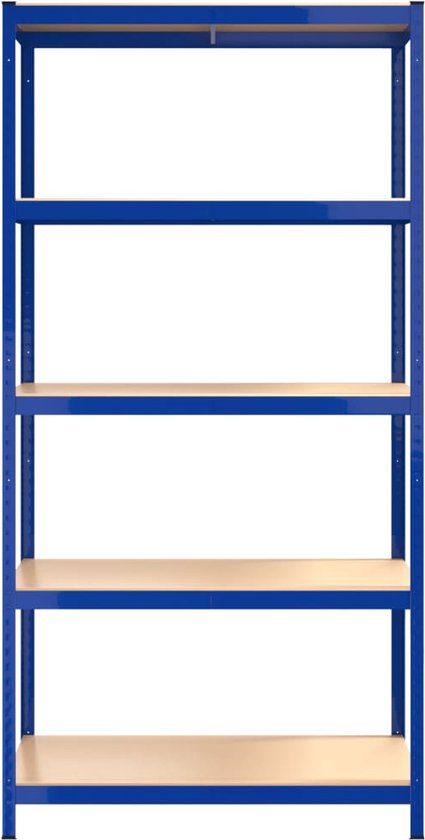 vidaXL Opbergrekken 3 st 5-laags staal en bewerkt hout blauw | bol.com