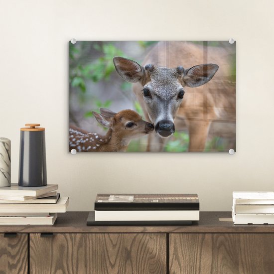 MuchoWow® Glasschilderij 30x20 cm - Schilderij glas - Teder moment ...