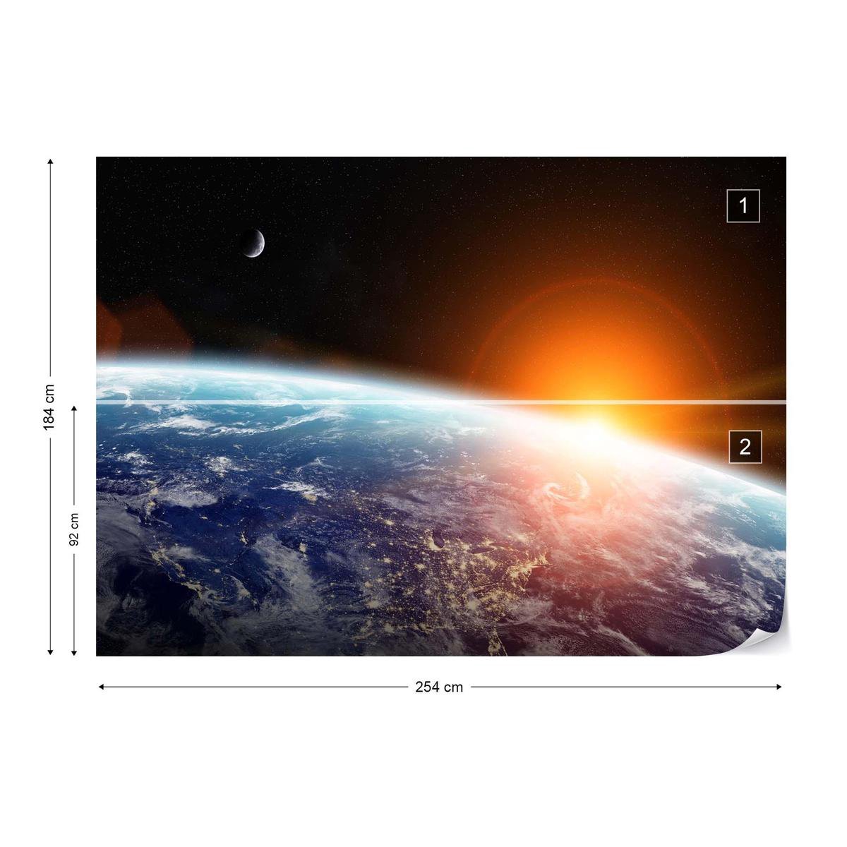 Fotobehang - Vlies Behang - Uitzicht op Planeet Aarde vanuit de Ruimte ...