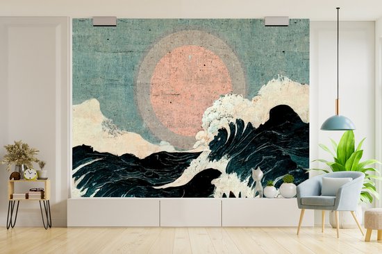 Vintage - Zee - Golven - Zon - Behangpapier | bol