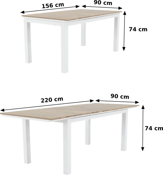 NATERIAL - Rechthoekige tuintafel SAN DIEGO - Uitschuifbare tafel - 156 ...
