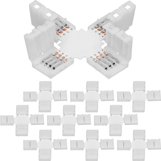 ECD Germany set van 10 LED strip connectoren X-shape cross 4 pin 10mm ...