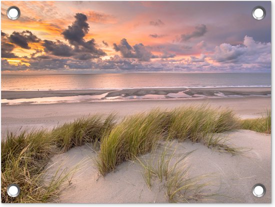 Tuin decoratie Zonsondergang - Duin - Strand - Planten - Zee - 40x30 cm - Tuindoek -... | bol