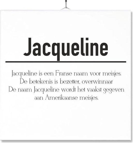 Tegel Met Opdruk | Betekenis | Kado | Cadeau | Met Naam - Jacqueline | bol