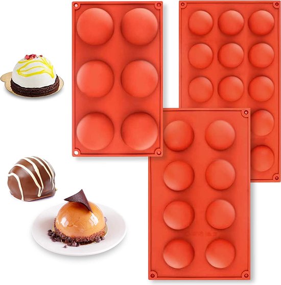 3 Pièces Moule en Silicone Boule Moule à Chocolat Flexible Boule en ...