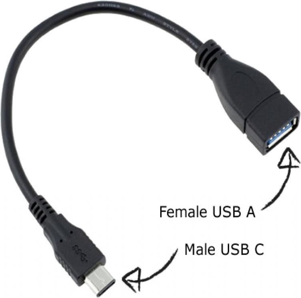 bol.com | OTG Host kabel Male USB C naar normaal Female USB A 2.0/3.0 ...