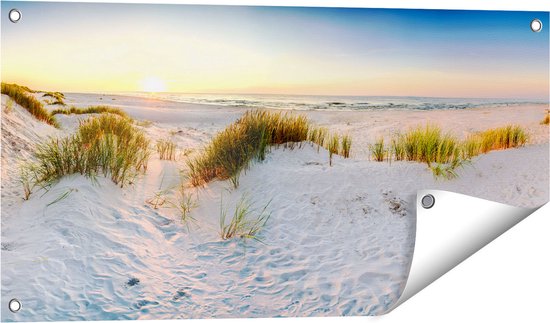 Gards Tuinposter Strand en Duinen tijdens Zonsondergang - 80x40 cm - Tuindoek -... | bol
