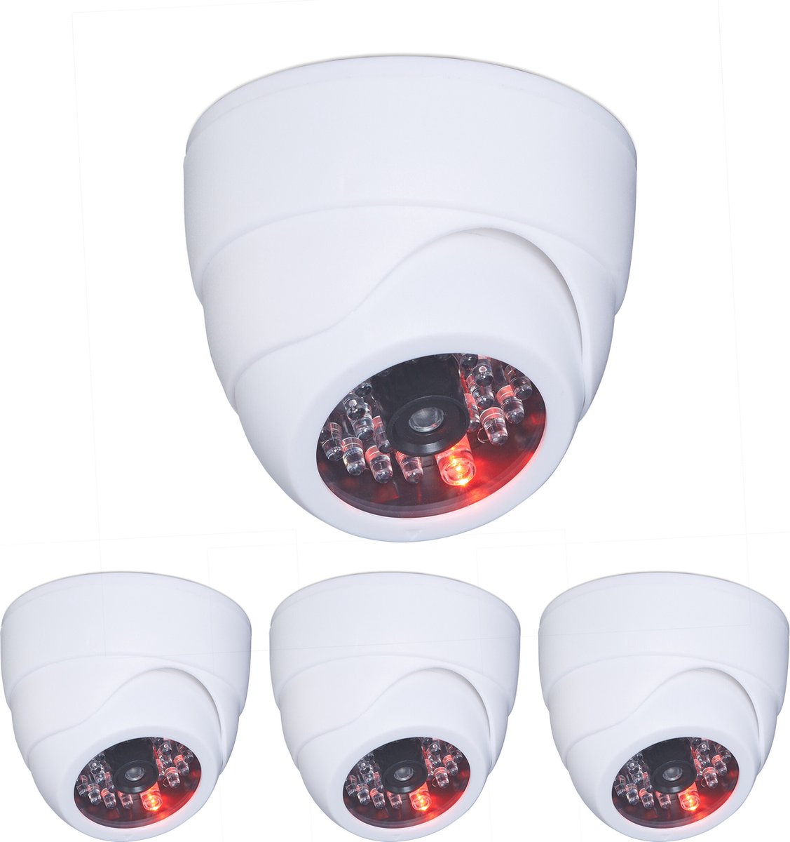 Relaxdays 4x dummy dome camera - wit - met led - nep camera - fake ...