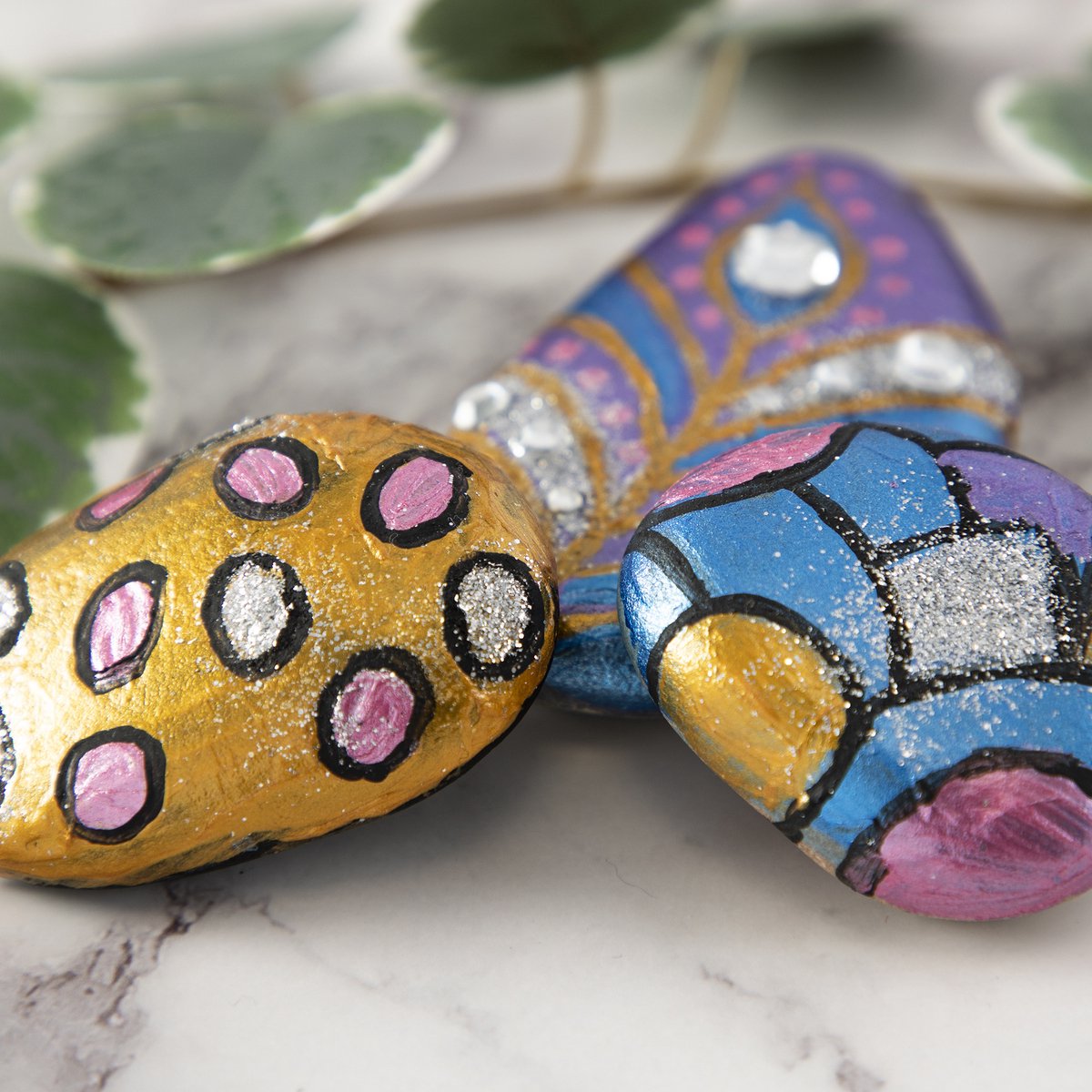 Grafix Metallic Dazzling Rock Painting - Set voor Happy Stones met 3 ...