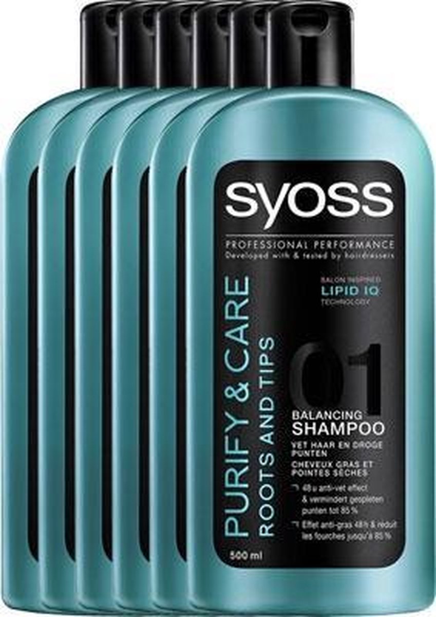 Syoss Shampoo Purify And Care - 6 x 500ml - Voordeelverpakking | bol.com