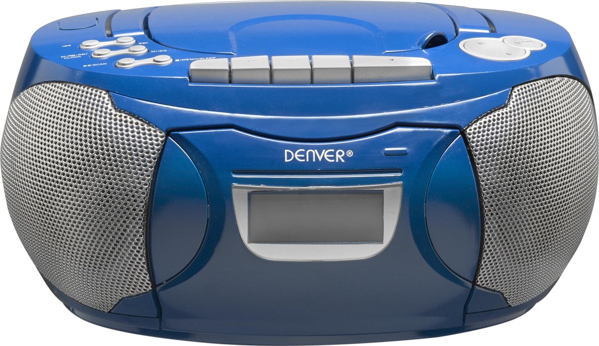 Denver TCP-39 Blue, boombox met radio, CD, Casette en AUX-in | bol.com