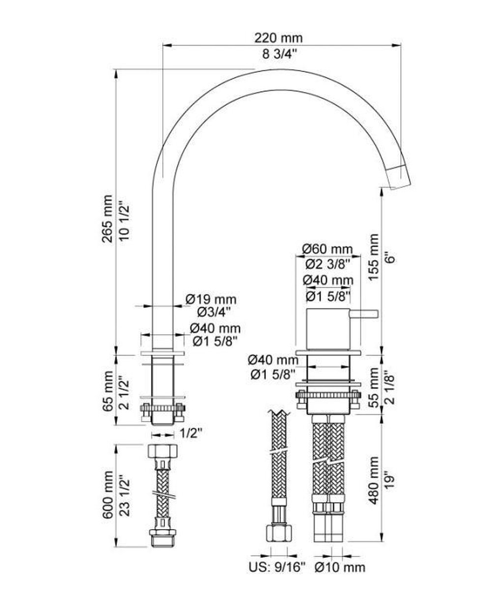 keukenkraan Vola 590h Inox Look 590h20 | bol.com