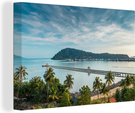 Canvas Schilderij Het uitzicht over de zee vanuit Ko Chang - 60x40 cm - Wanddecoratie | bol