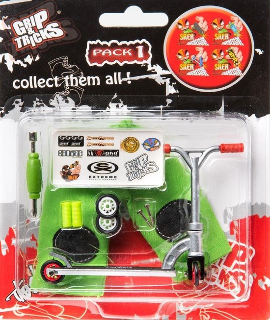 Grip & Tricks Finger Scooter - Stuntstep met reserve wielen en stickers ...