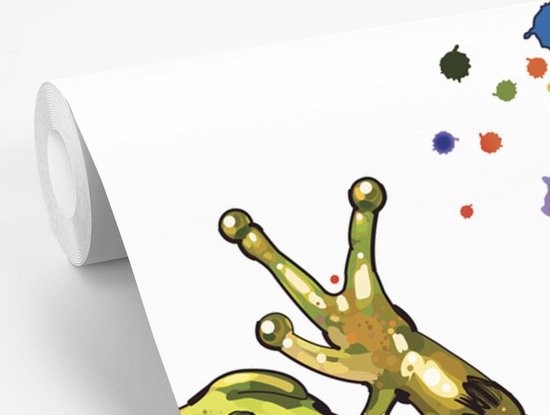 Behang - Fotobehang Waterverf - Kikker - Groen - Breedte 280 cm x ...