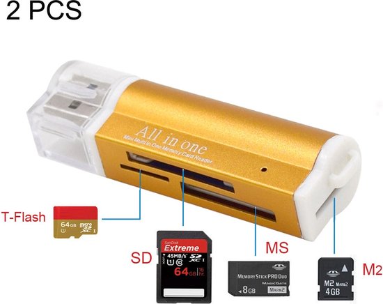 2 STKS Multi Alles in 1 USB 2.0 Micro SD SDHC TF M2 MMC MS PRO DUO ...