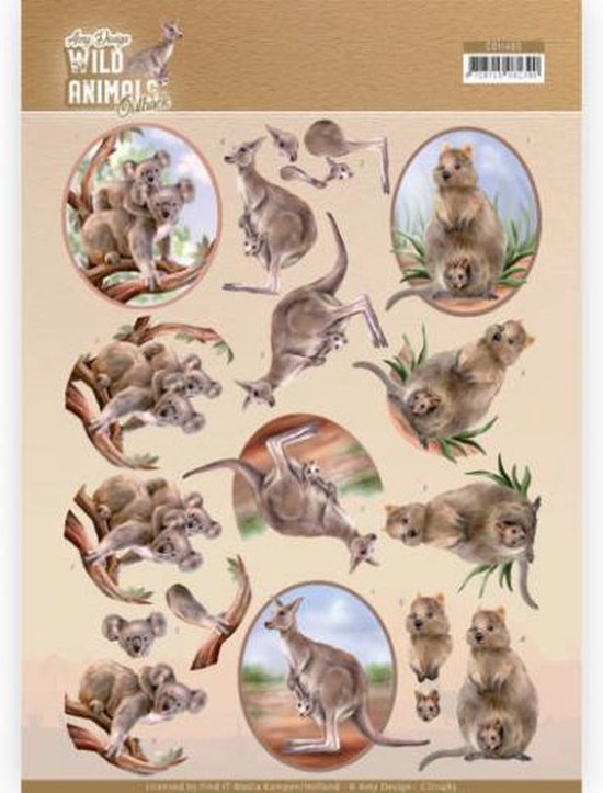 Kangaroo Wild Animals Outback 3D Cutting Sheet by Amy Design 10 stuks | bol