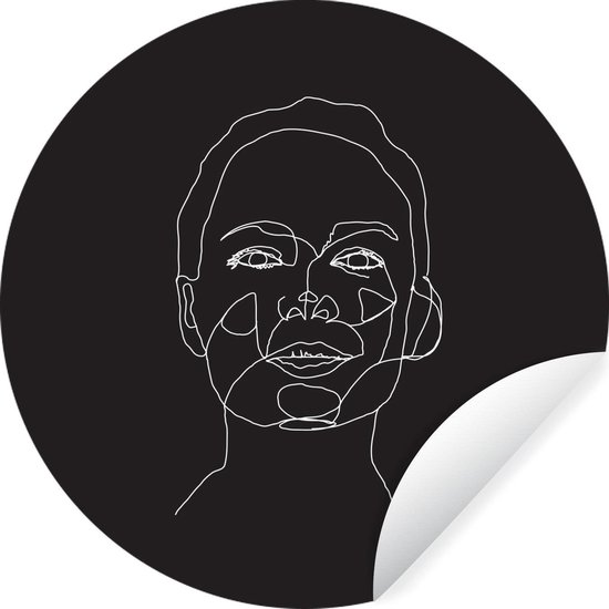 Illustration d'un visage de femme heureuse sur fond noir Sticker papier ...