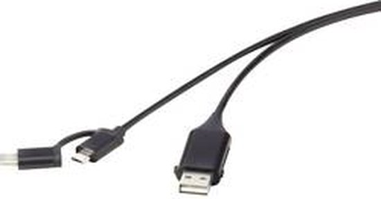Renkforce USB-kabel USB 2.0 USB-A stekker, USB-C stekker, USB-micro-B ...