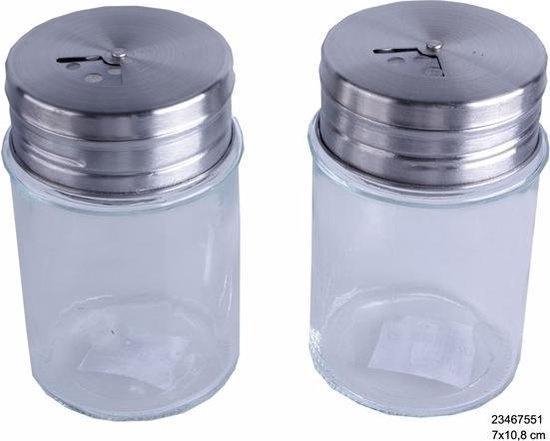 Strooipot - 2 stuk - Glas/rvs - Ø7x10.8cm | bol.com