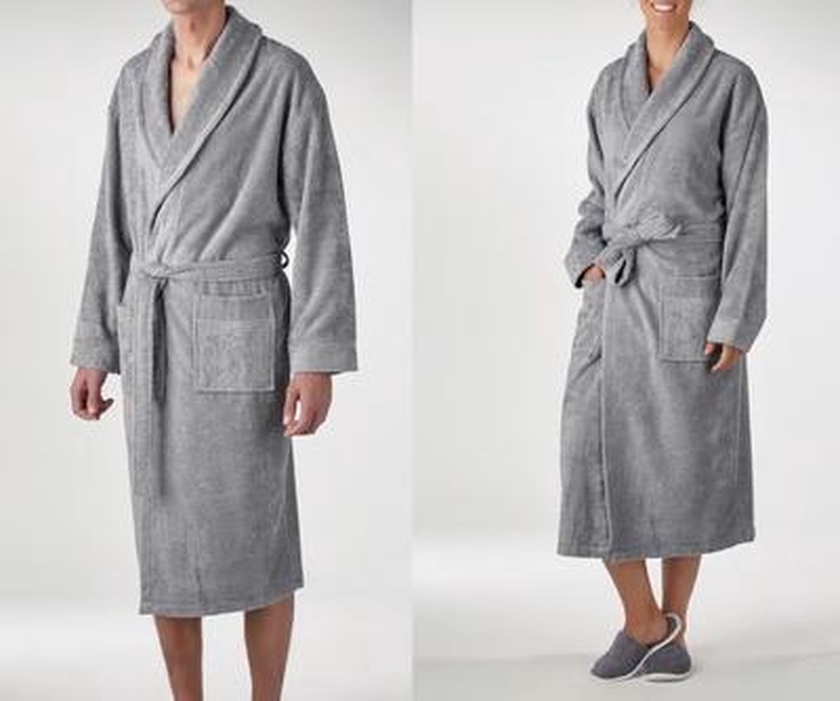 Bamboe sauna badjas - ochtendjas - duster - kamerjas grijs - unisex ...