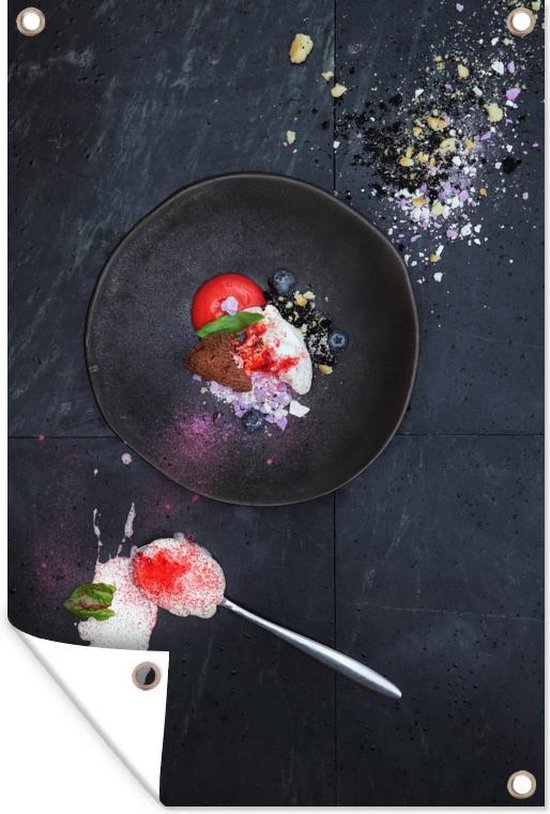 Tuinposters buiten Toetje van bessen en meringue - 60x90 cm - Tuindoek ...