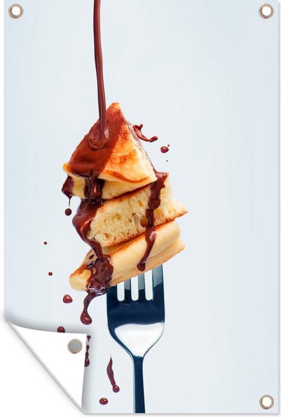 Tuinposters buiten Toetje van versgebakken pannenkoeken met chocola ...